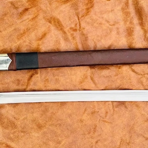 Hand Forged Messer Sword: 27.5 Inch Carbon Steel Blade, Leather ...