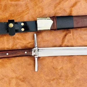 Hand Forged Messer Sword: 27.5 Inch Carbon Steel Blade, Leather ...