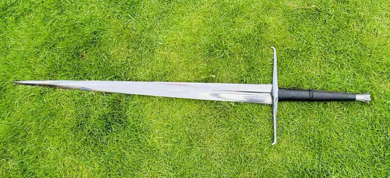 Hand-forged German Longsword Replica: 5160 Carbon Steel, Leather Wrap ...