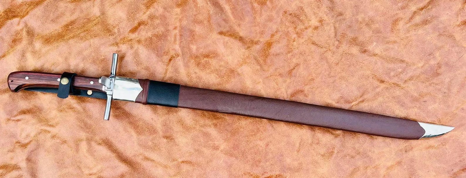 Hand Forged Messer Sword: 27.5 Inch Carbon Steel Blade, Leather ...