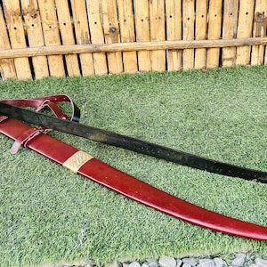 35″ Blade Custom Long Messer Sword - Hand-forged High Carbon Steel ...