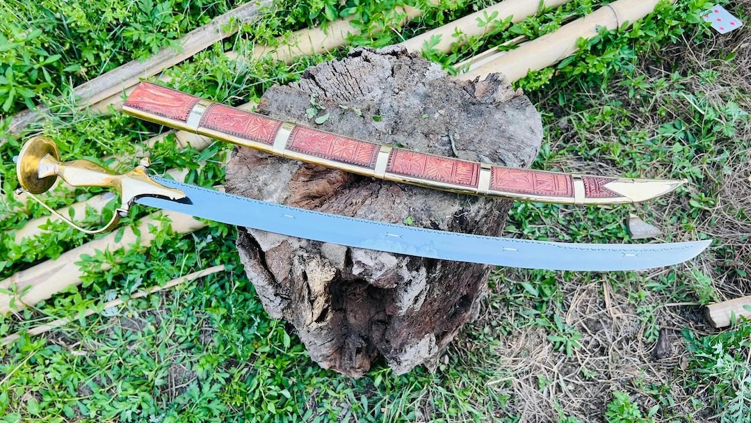 24" Hand-forged Traditional Nepali Talvar - Brass Handle & Wooden ...