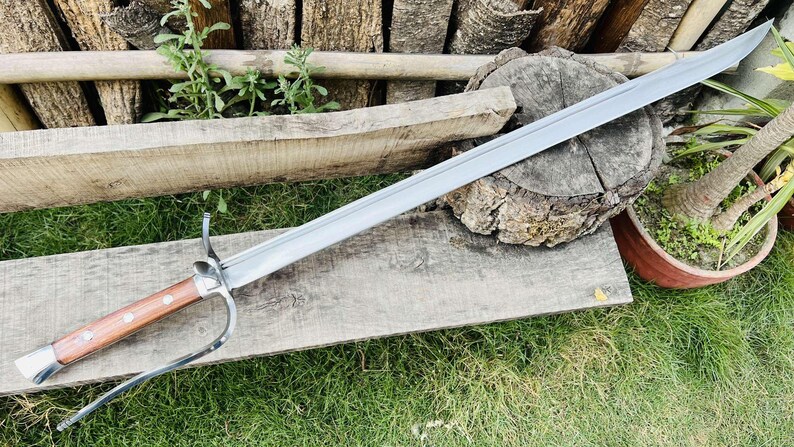 Hand Forged Messer Sword: 27.5" Clip Point Blade, S Guard - Etsy