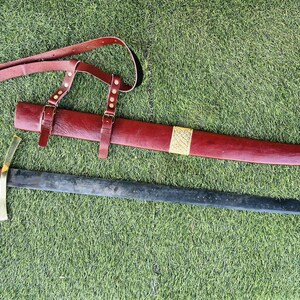 35″ Blade Custom Long Messer Sword - Hand-forged High Carbon Steel ...