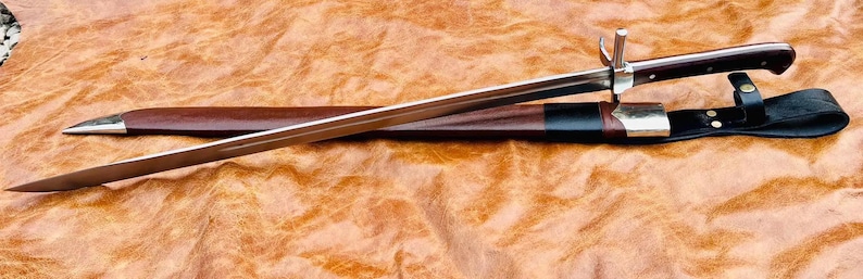 Hand Forged Messer Sword: 27.5 Inch Carbon Steel Blade, Leather ...