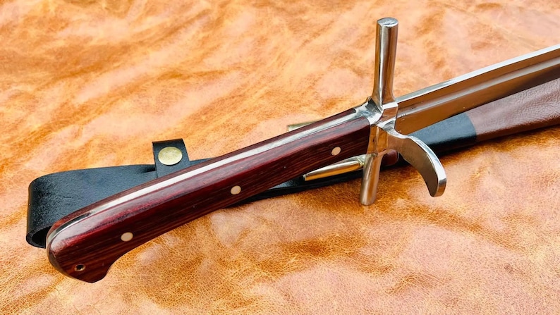 Hand Forged Messer Sword: 27.5 Inch Carbon Steel Blade, Leather ...