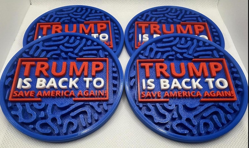 Set of 4 Trump Coasters, Color 3D Printed Drink Coasters free Shipping ...