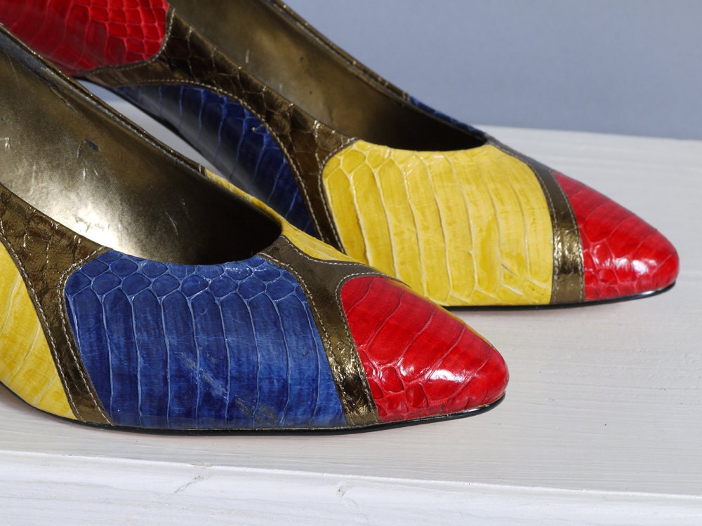 Snake Skin Pumps. Reptile Leather Shoes Heels Pumps Sz 6.5 - Etsy