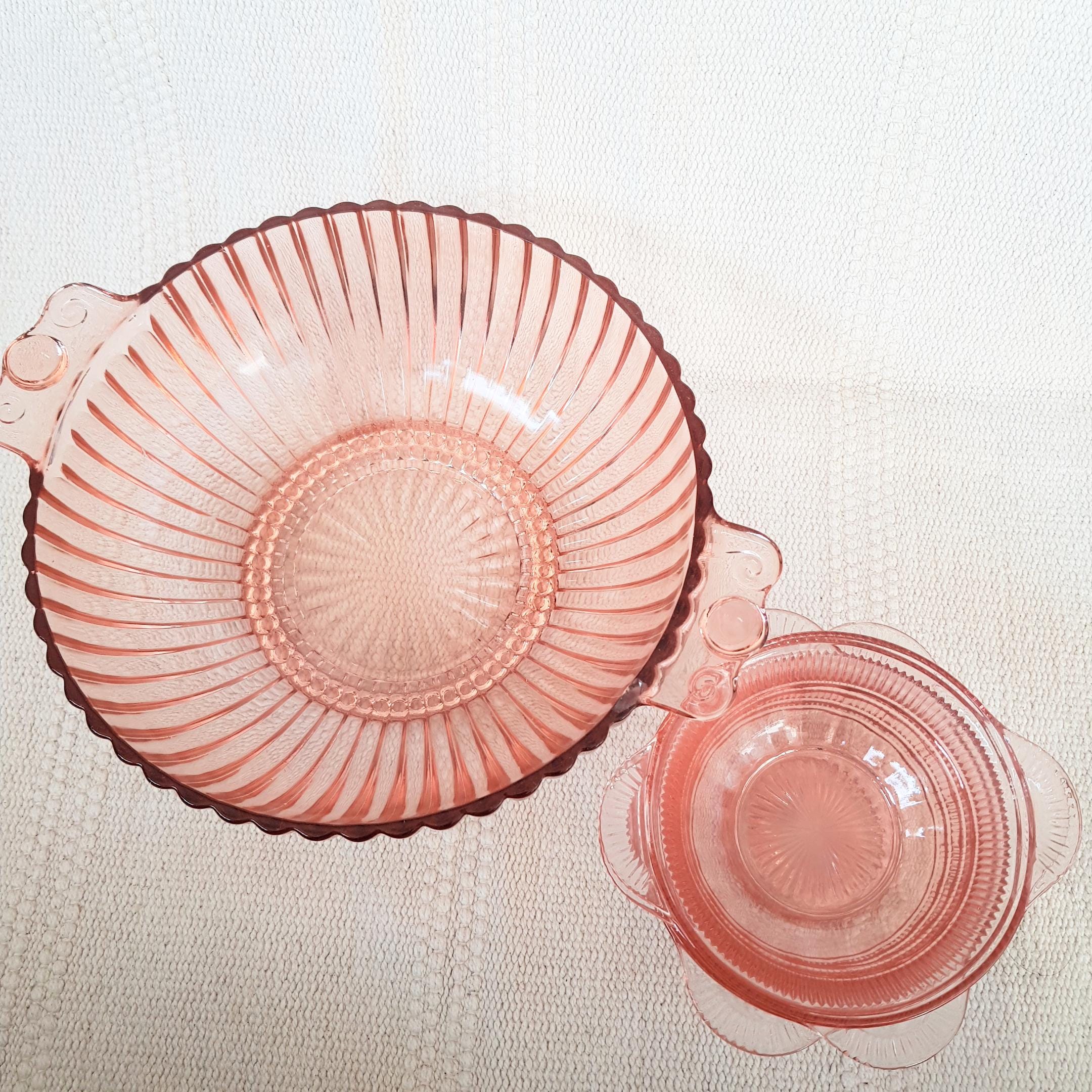 Berry Bowl Set. Queen Mary Pattern, Depression Era Pink Glass, Vintage ...