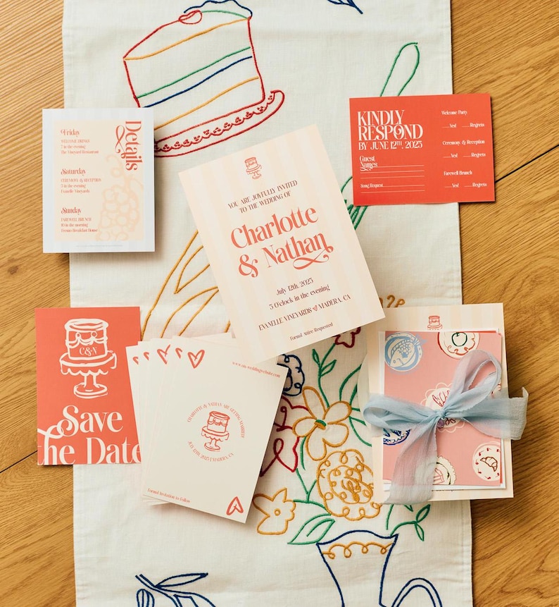 Whimsical Wedding Invitation Set | Customizable Canva Templates - Etsy