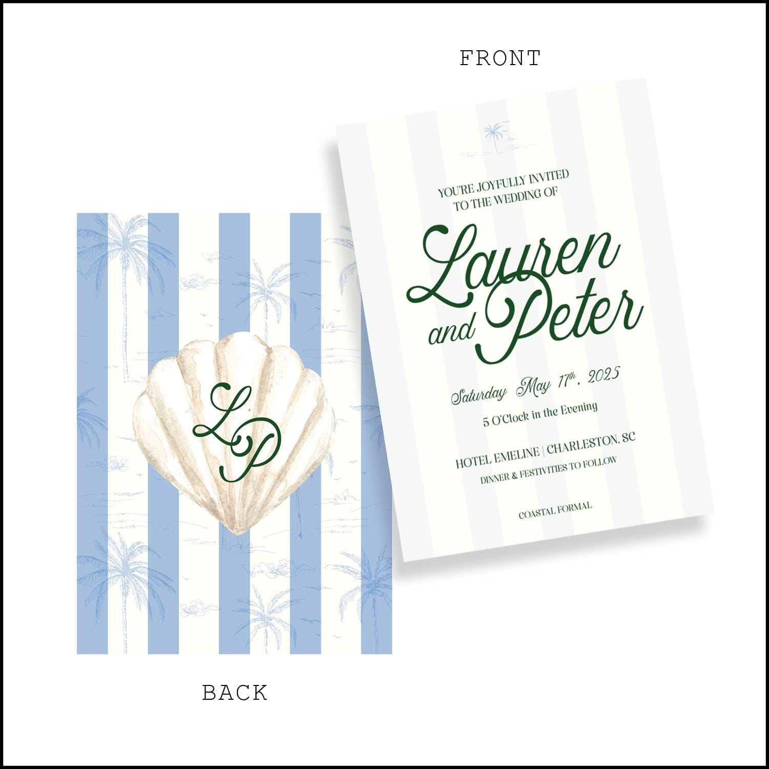 Watercolor Nautical Seashell Printable Wedding Invitation Bundle Canva ...