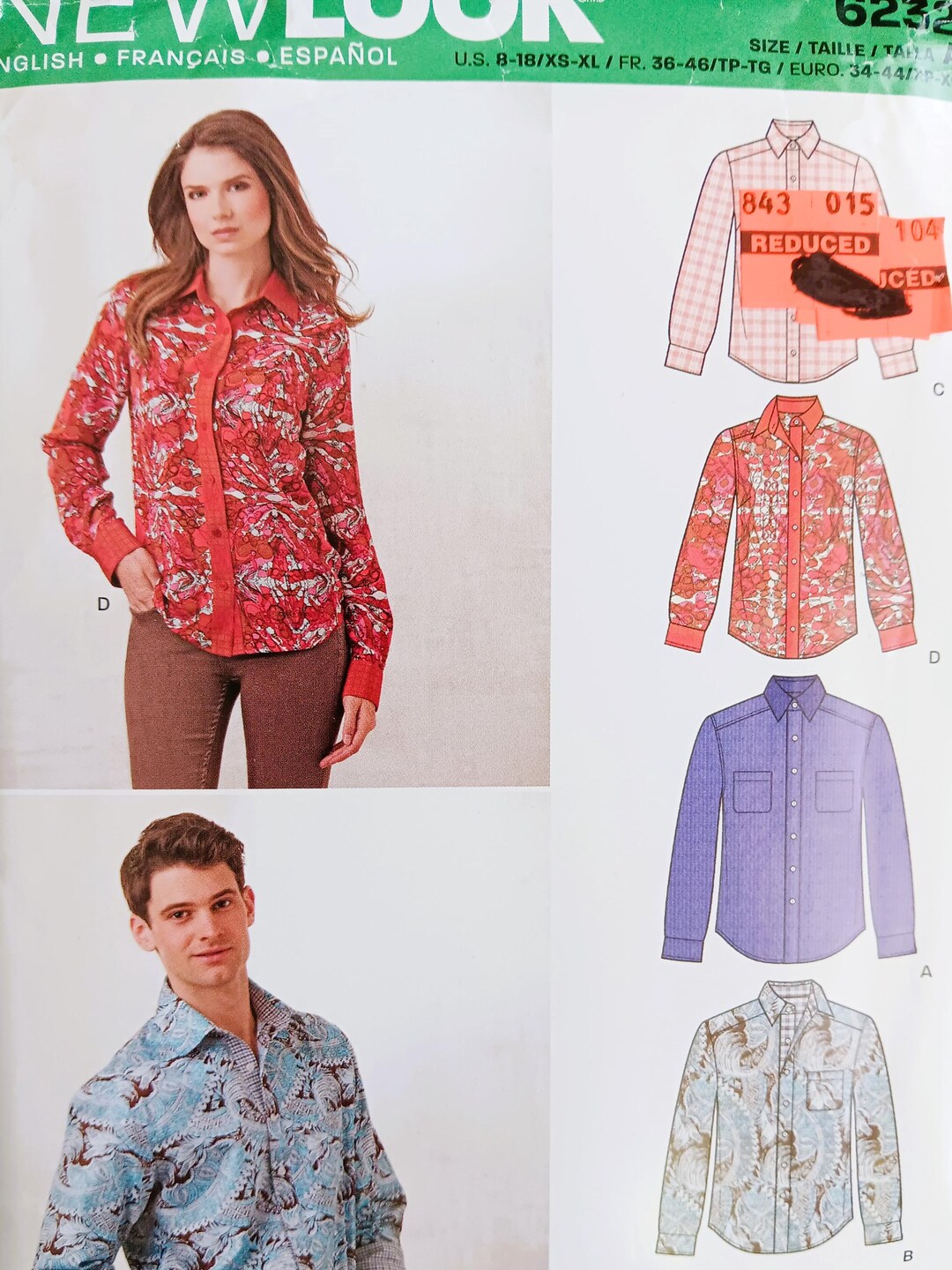 DRESS SHIRT PATTERN, Simplicity's New Look Pattern # 6232, New in ...