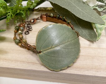 Copper Leaf Bracelet - Etsy