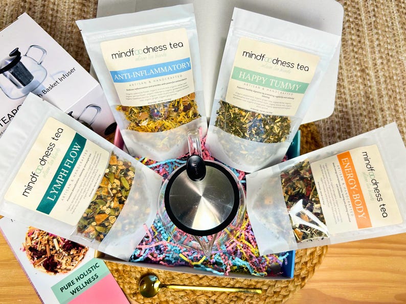 Tea Lovers Gift Box Teapot Gold Teaspoon Herbal Teas Loose Leaf Crafted ...