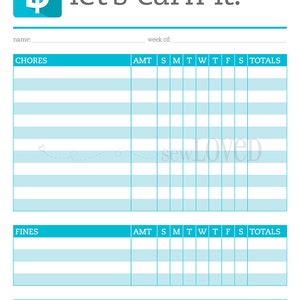 Printable Kids Commission/allowance Chart - Etsy