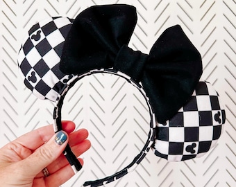 Black & White Mouse Ears - Checkered Minnie Ears - Black and White Vans ...