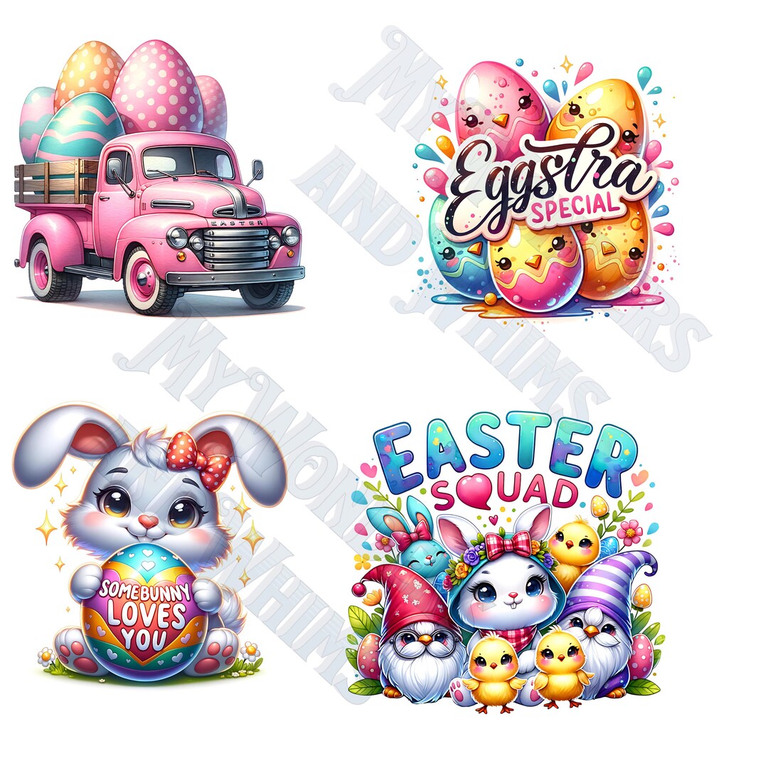 Easter Png Clip Art Bundle, Easter Bunny Png, Cute Easter Png, Retro ...
