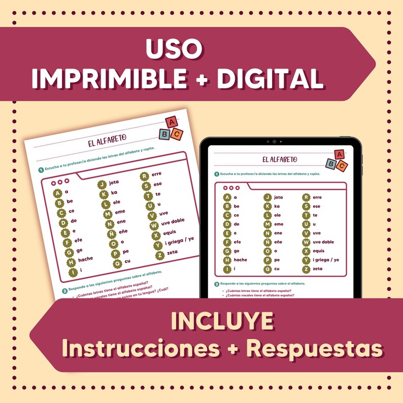 The Alphabet in Spanish (worksheets) - Etsy