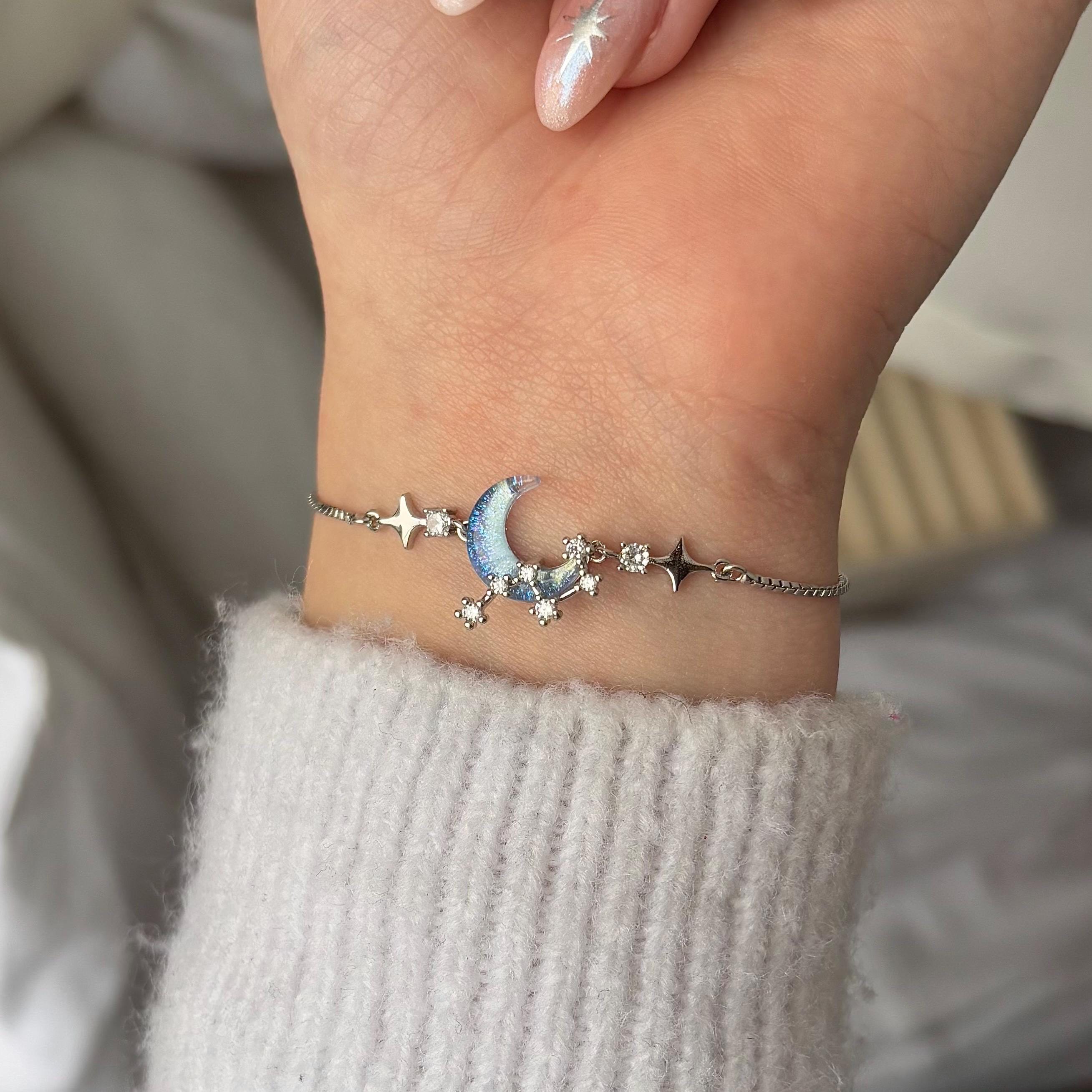 Blue Moon Bracelet, Women Silver Bracelet, Y2k Jewelry, Star Jewelry ...