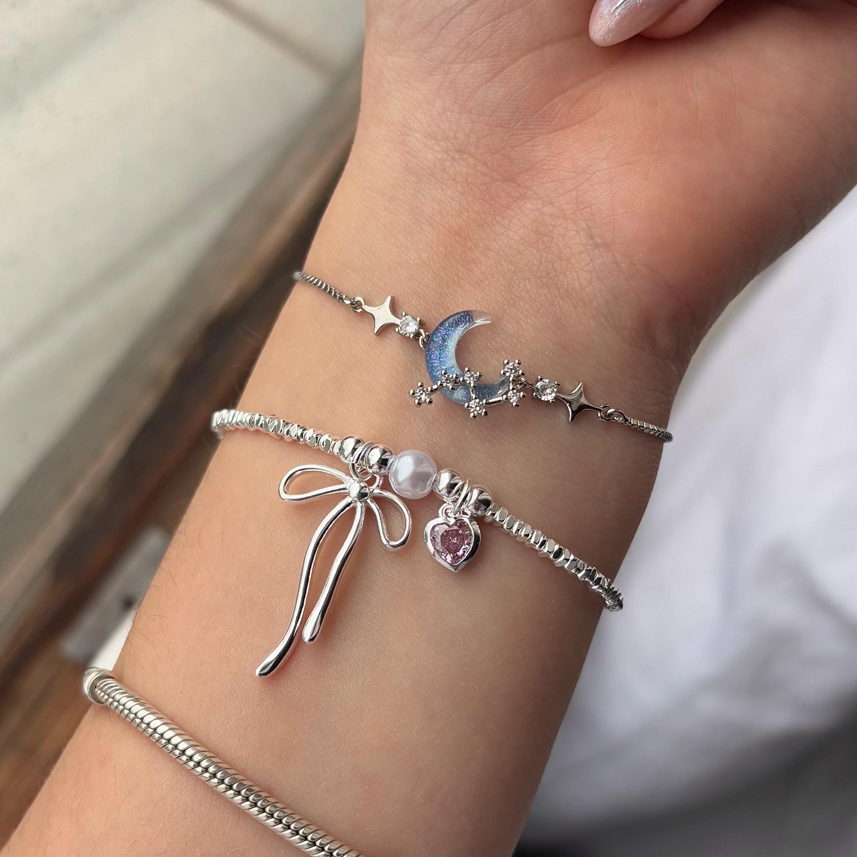 Blue Moon Bracelet, Women Silver Bracelet, Y2k Jewelry, Star Jewelry ...
