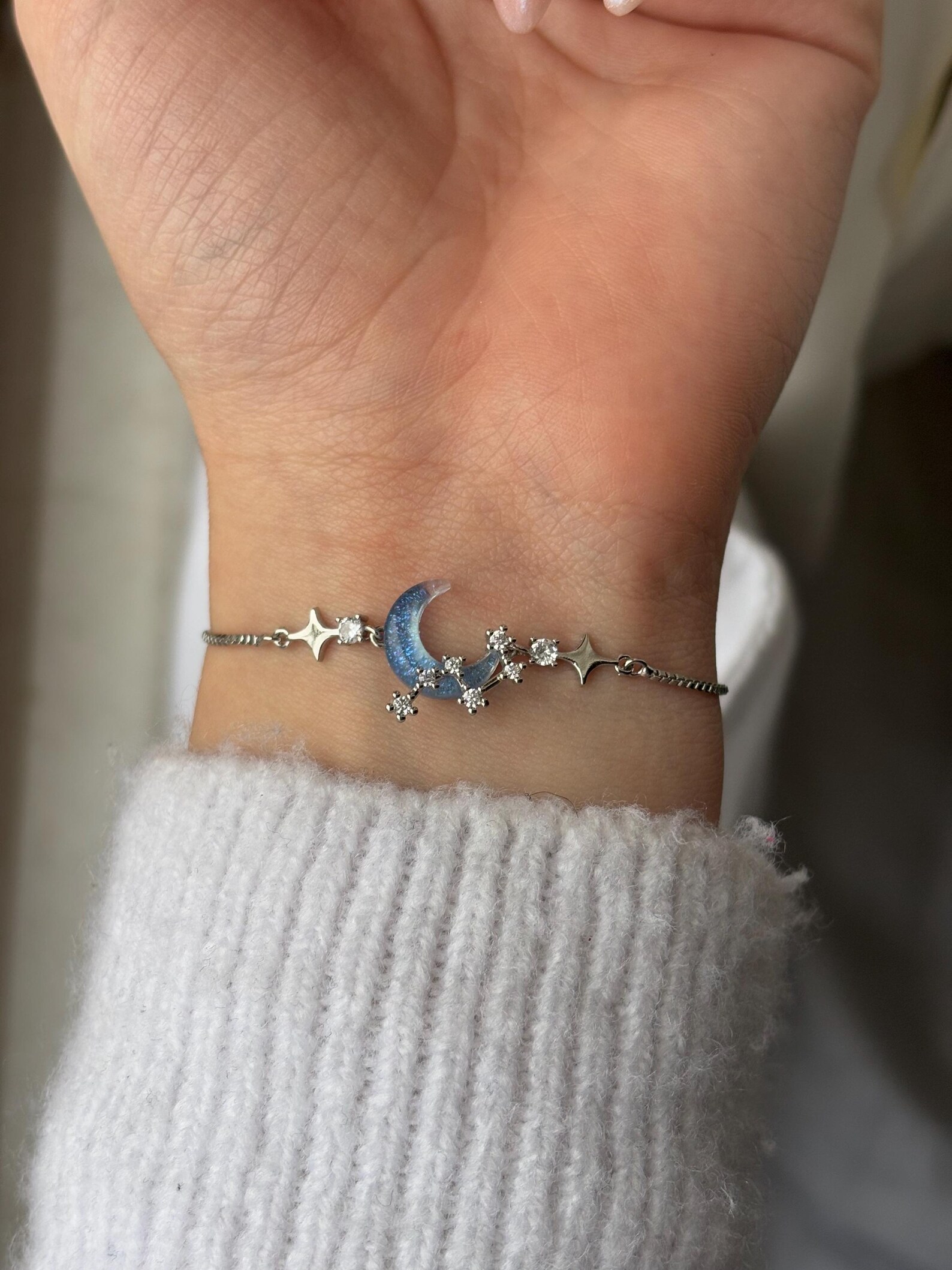 Blue Moon Bracelet, Women Silver Bracelet, Y2k Jewelry, Star Jewelry ...