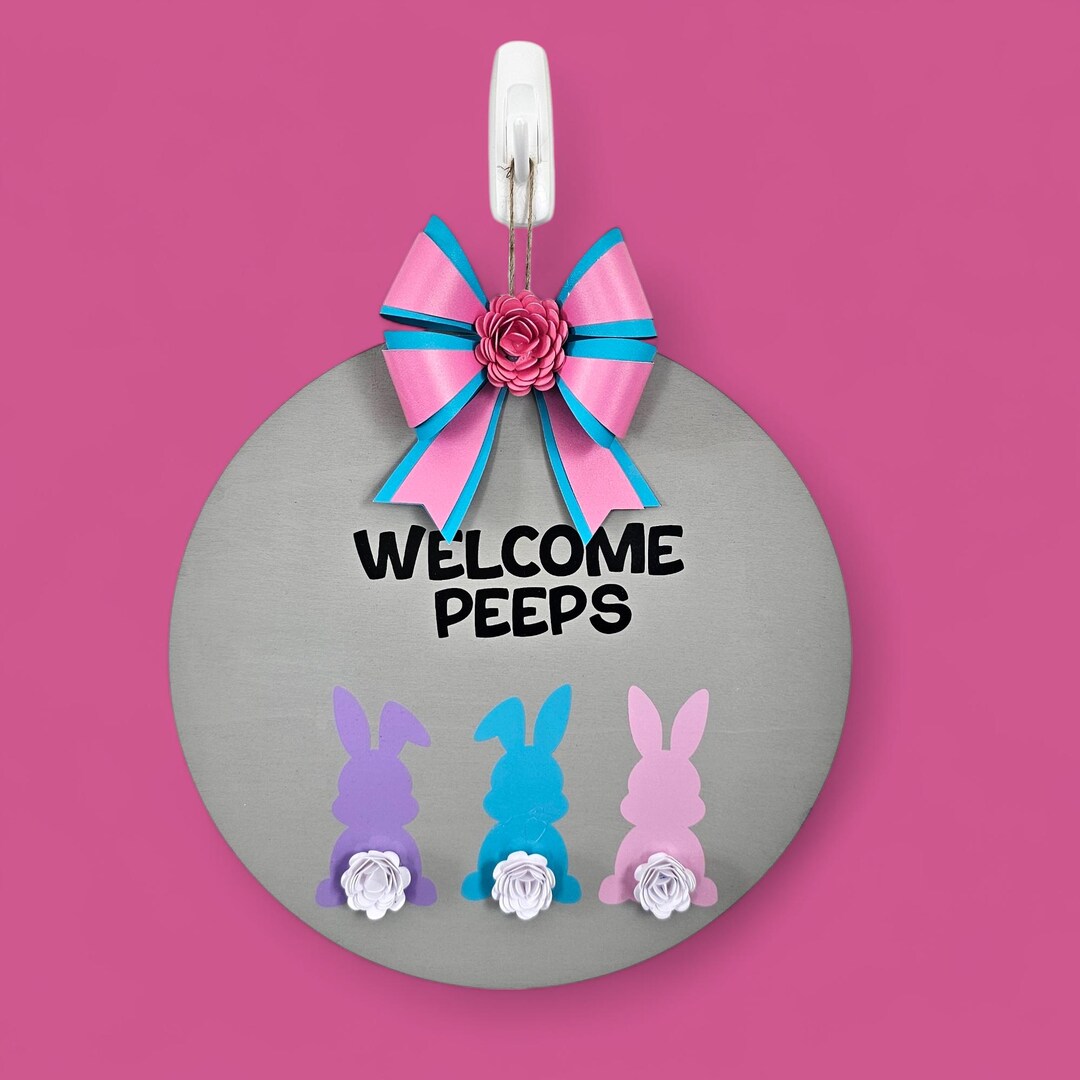 Easter Door Hanger, Welcome Peeps Sign, Bunny Butt Decor, Easter Bunny ...