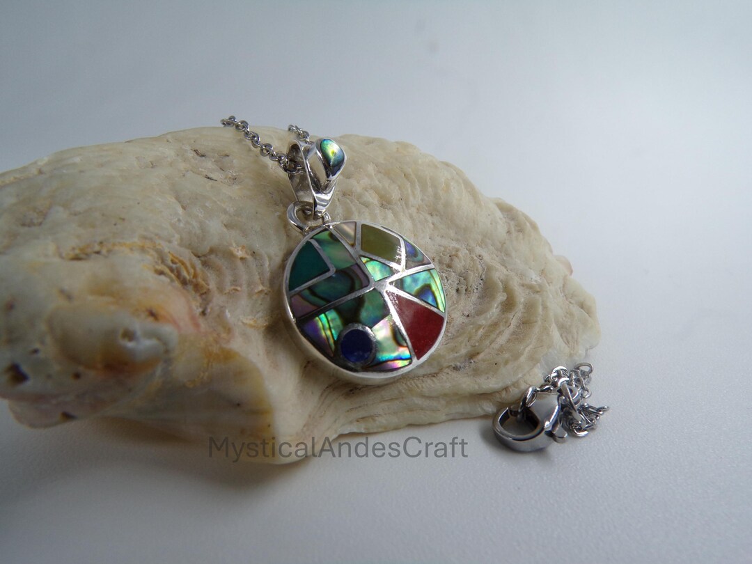 Inca Sun Calendar Pendant - 950 Silver, Spondylus & Gemstones ...