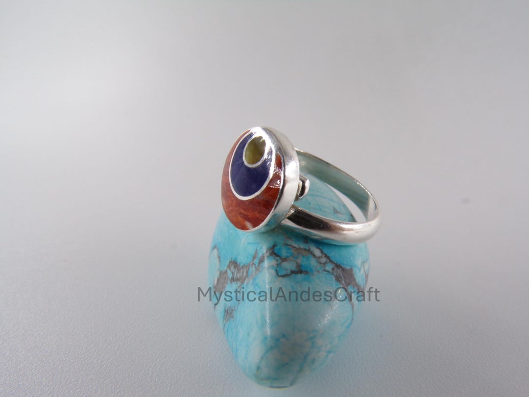 Adjustable 950 Silver Ring, Handmade With Spondylus, Sodalite, and ...