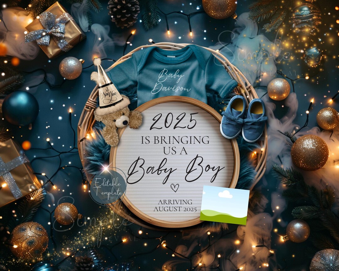 Magical New Years Boy Pregnancy Announcement Digital, January Boy ...