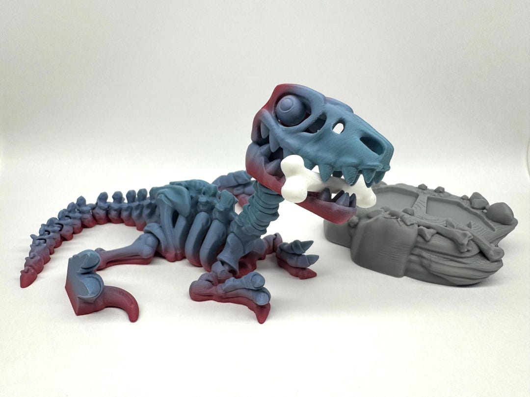3D Printed Flexi Raptor With Articulating Joints, Bone and Base ...