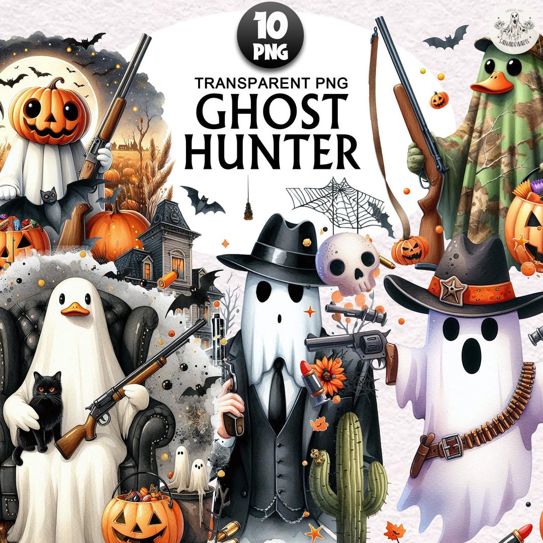 Halloween Ghost Hunter Clipart Bundle, Ghost Halloween Png, Ghost Duck ...