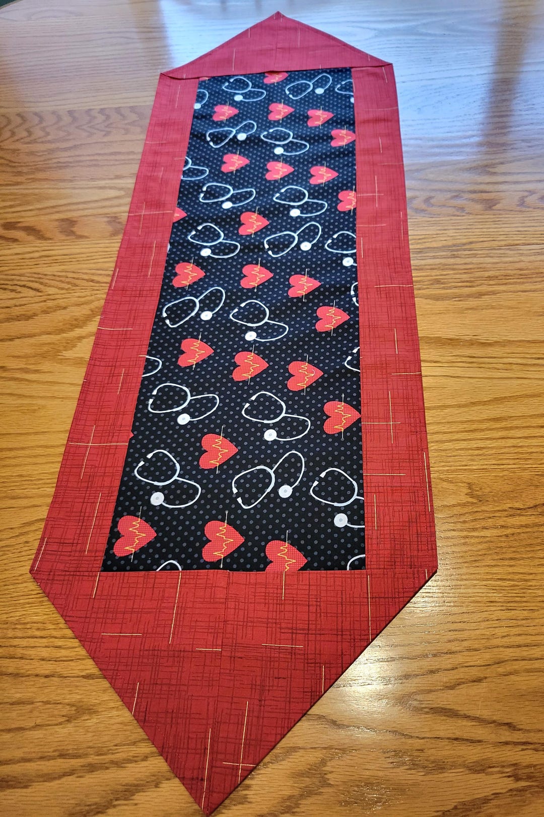 Medical Theme Table Runner: Stethoscope & Heart Print - Etsy
