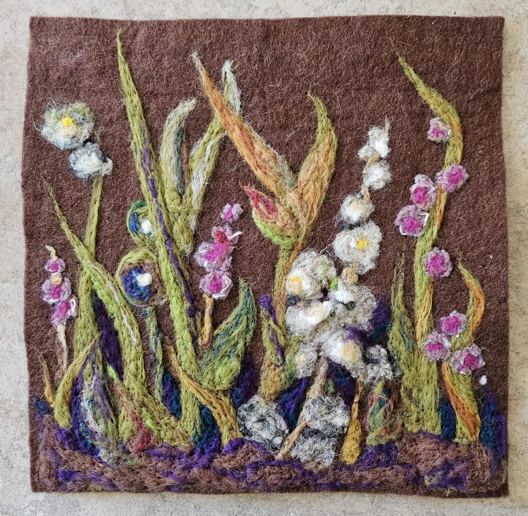Merino Wool Felt Art: Floral Prairie Tapestry - Textile Weave ...