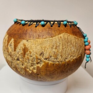 RUSTIC GOURD BOWL Earthy Art Bowl With Colored Beads - Etsy