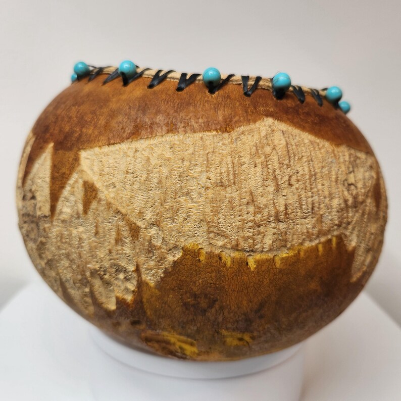 RUSTIC GOURD BOWL Earthy Art Bowl With Colored Beads - Etsy