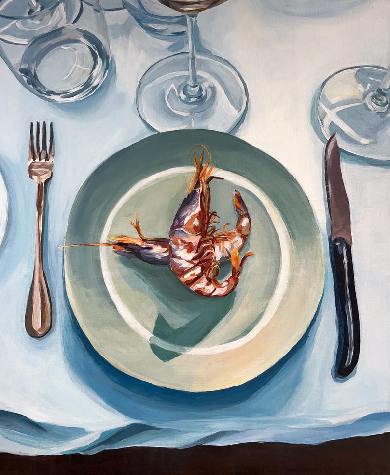 Art Print of a Plate of Prawns - Etsy