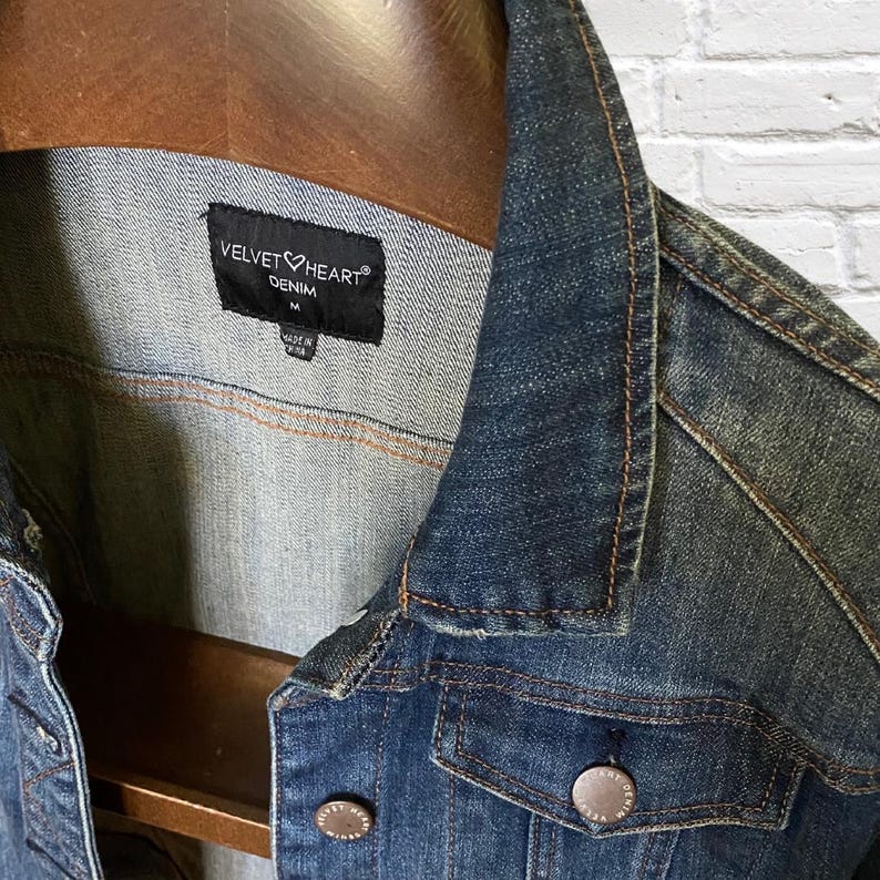 Velvet Heart Denim Jacket - Etsy