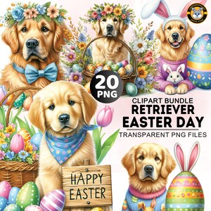 20+ Labrador Easter Bundle Clipart PNG, Watercolor Easter Retriever PNG ...