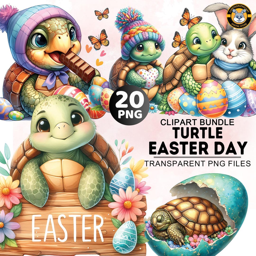 20+ Easter Turtle Eggs Bundle Clipart PNG, Watercolor Easter Turtle PNG ...