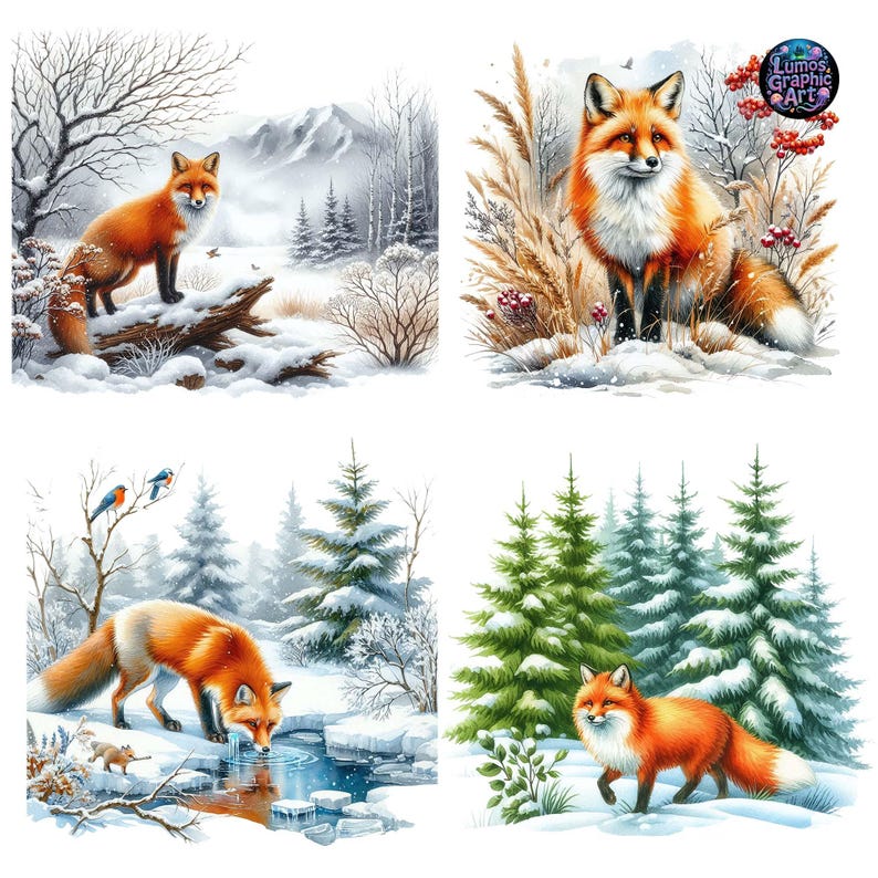 20+ Watercolor Winter Fox Clipart, Christmas Fox Png Bundle, Christmas ...