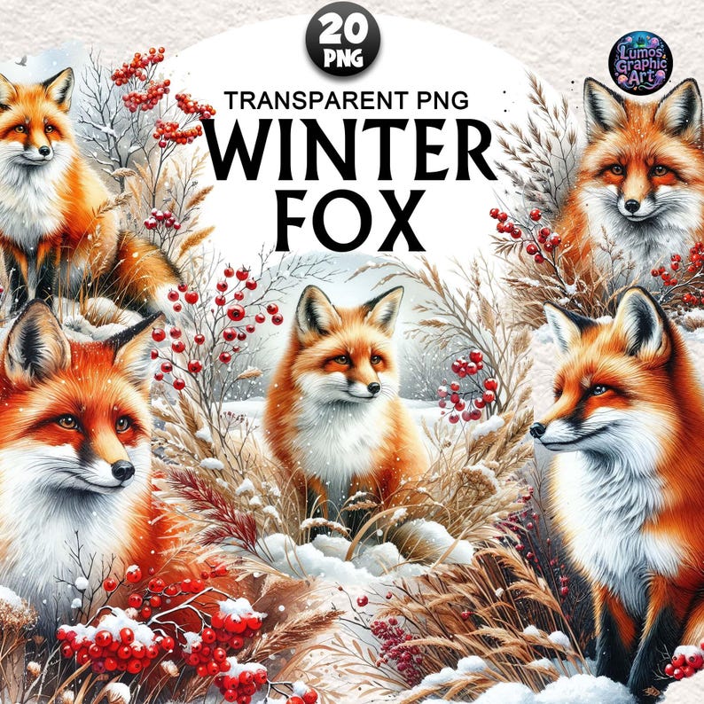 20+ Watercolor Winter Fox Clipart, Christmas Fox Png Bundle, Christmas ...