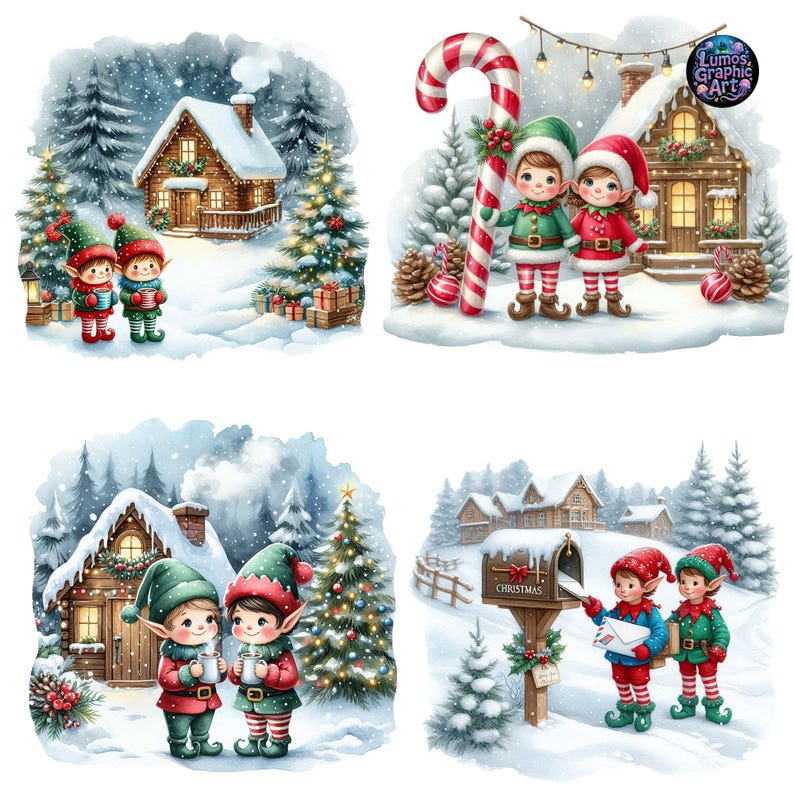 30+ Watercolor Christmas Elves Clipart, Festive Elf Png Bundle, Cheeky ...