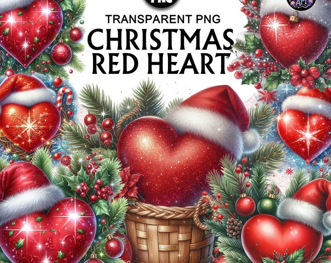 Christmas Red Heart Clipart - 12 High Quality Pngs, Memory Book, Junk ...