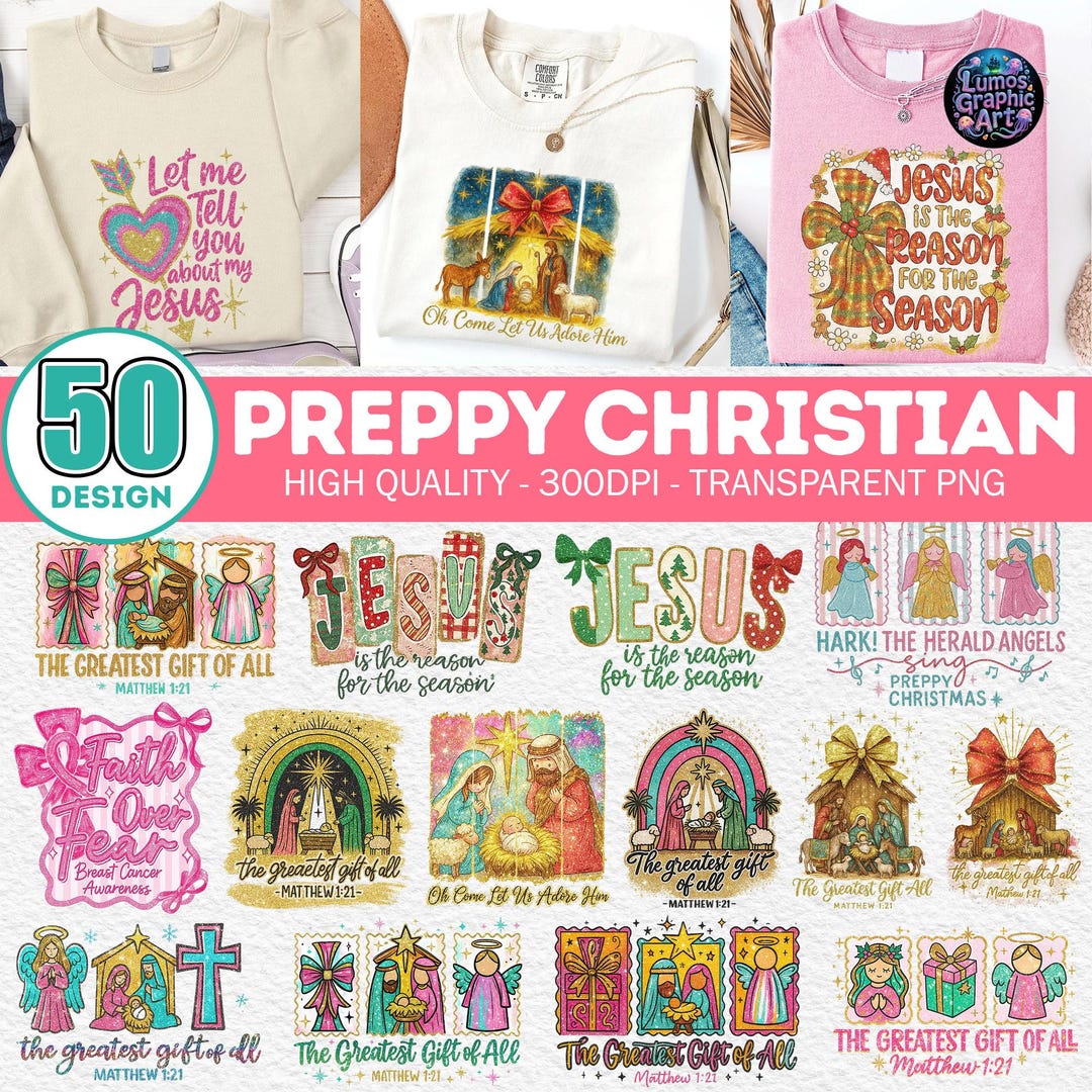 50+ Preppy Faith Png Bundle, Coquette Bow Png, Preppy Christmas Png ...