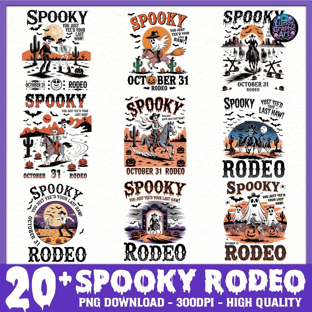 20+ Spooky Rodeo Png Bundle, Western Halloween Png, Cowboy Halloween ...