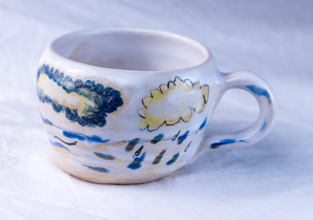 Unique Hand Thrown Slanted Chunky Mug. Unique One off Design. One of a ...
