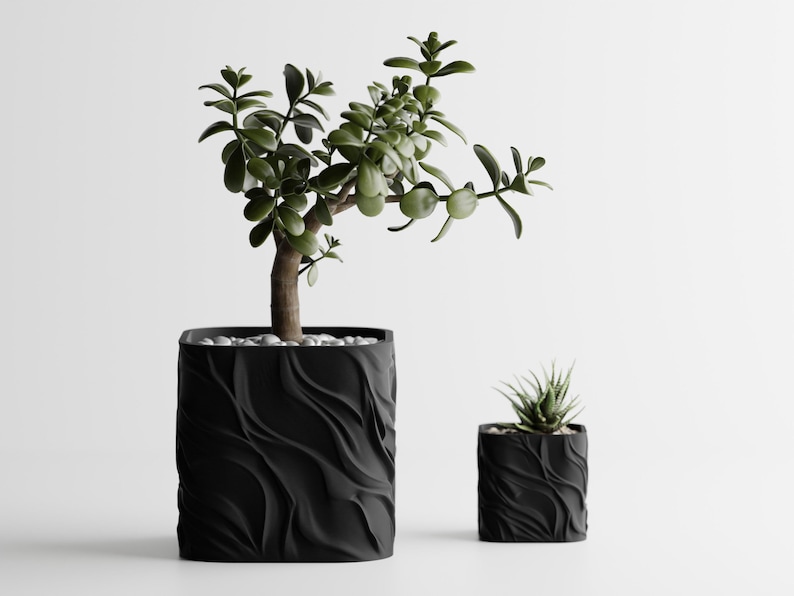 Modern Textured Planter – Sculptural Wave Design, Minimalist Plant Pot ...