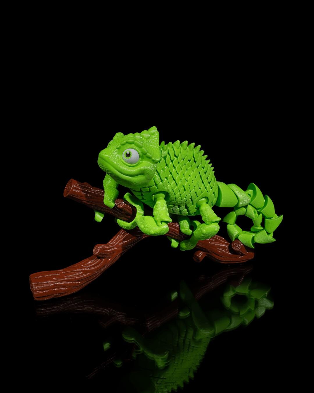 3D Printed Articulated Chameleon – 12” Posable Reptile Figure With 9.5 ...