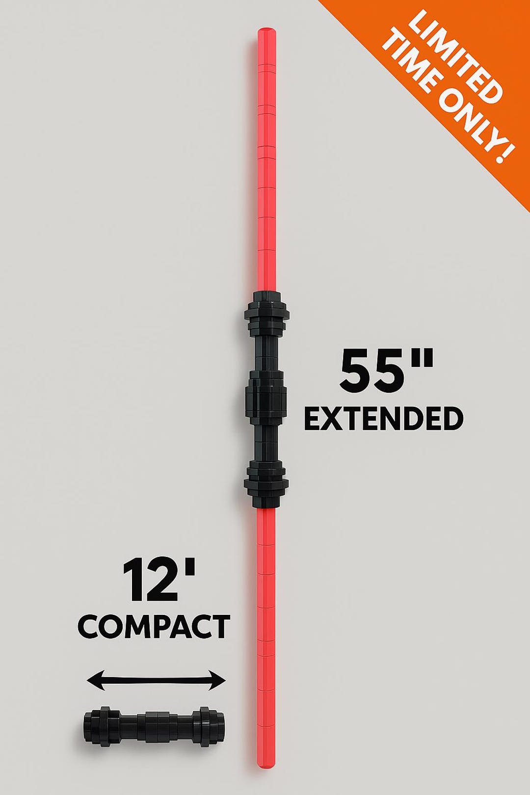 Double Sided Collapsible Lightsaber: 55" Extended, Darth Maul Inspired ...