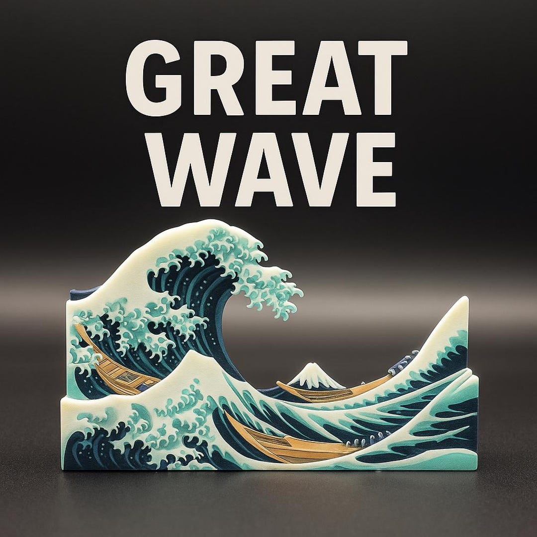 Great Wave off Kanagawa Display 3D Printed - Artistic, Detailed, Unique ...